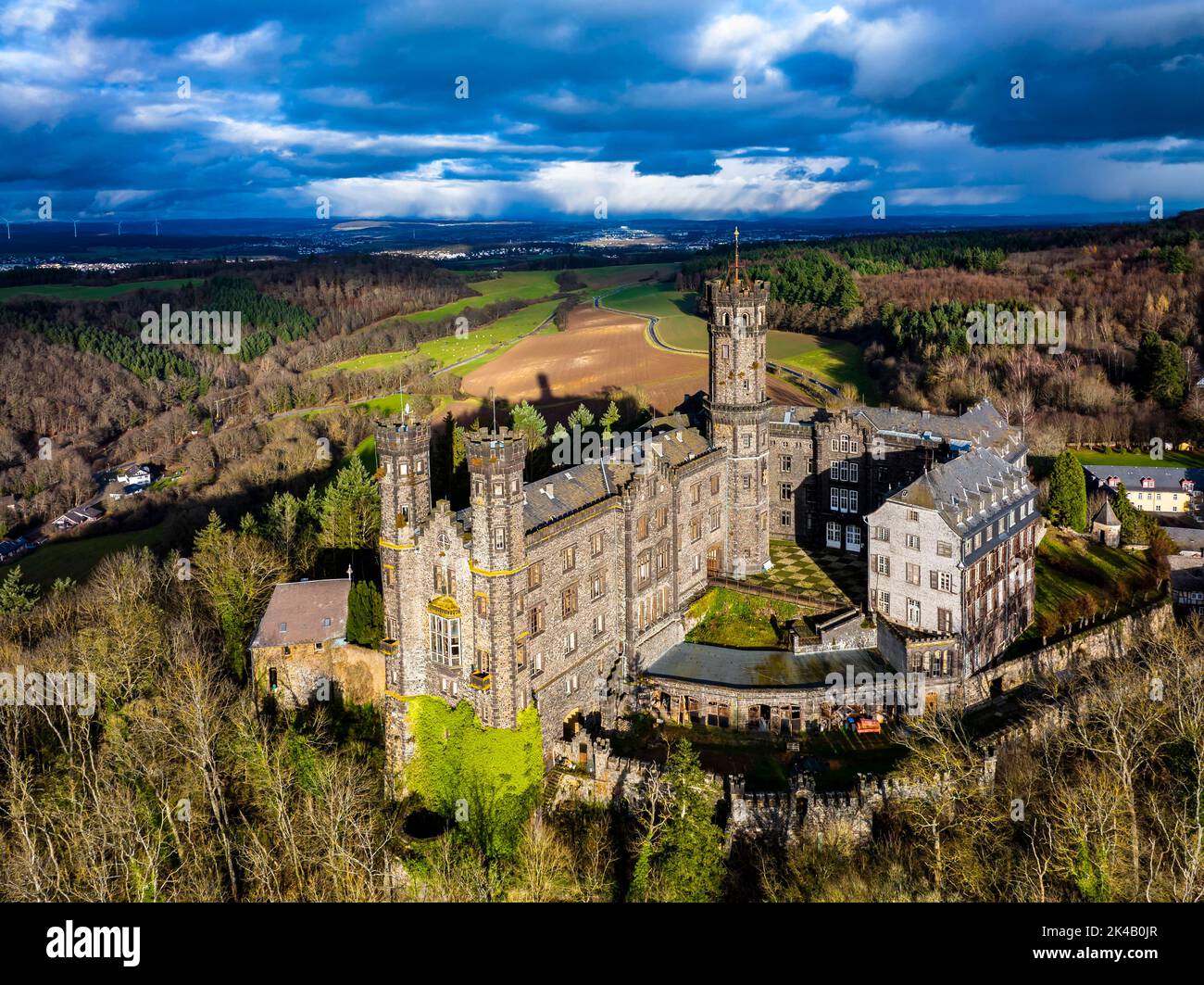 Aerial view, Schaumburg Castle, Balduinstein, Limburg an der Lahn ...