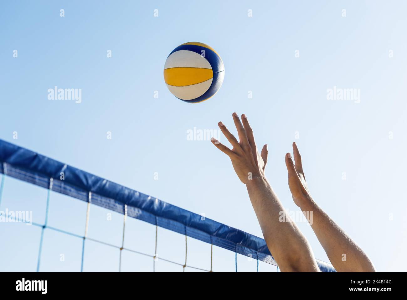 Side view man s hands preparing hit incoming volleyball net, Resolution ...