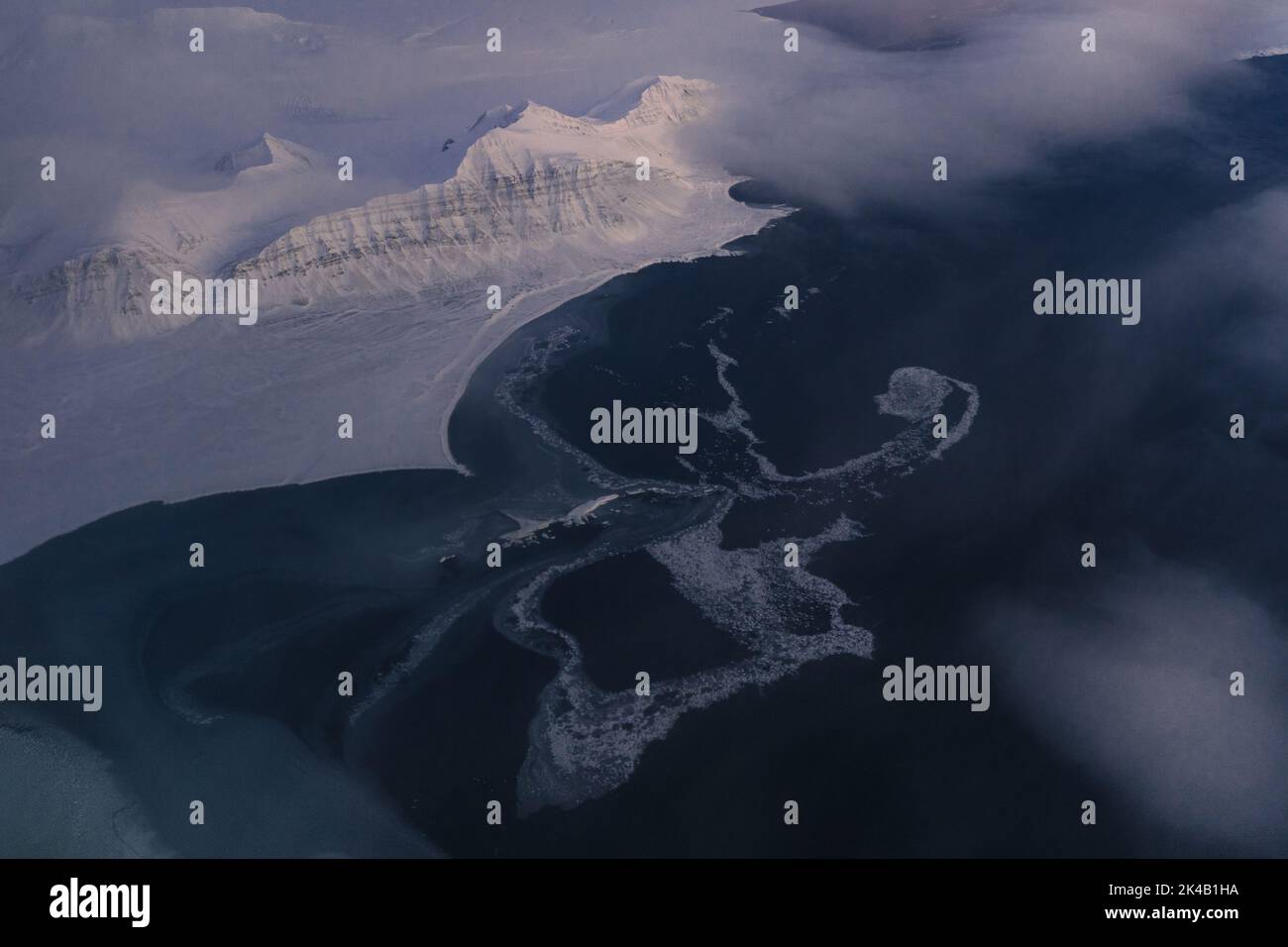 Unique aerial photos of frozen snowy winter landscape of Svalbard ...