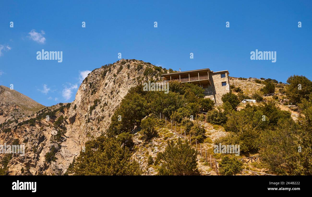 Xyloskal Restaurant, Samaria Gorge, blue sky, few white clouds, Omalos ...