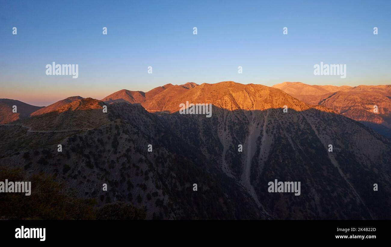 Kallergi Hut, Samaria Gorge, evening light, mountain shadow, cloudless ...