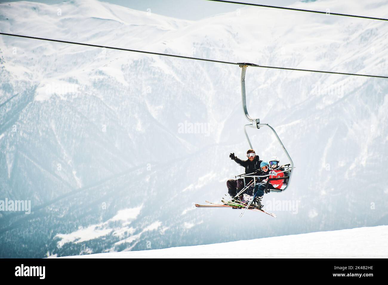 Gudauri, Georgia - 25th february, 2022: instructor with young kids on ...