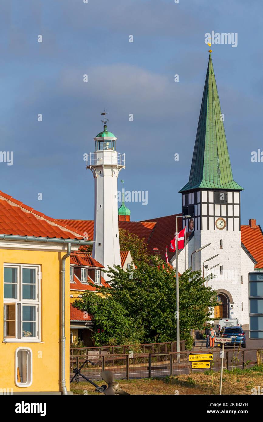 Ronne Lighthouse & St. Nicolas' Church,Ronne Port,Bornholm Island ...