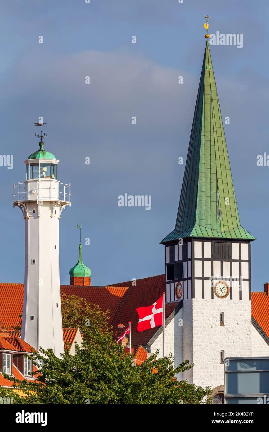 Ronne Lighthouse & St. Nicolas' Church,Ronne Port,Bornholm Island ...