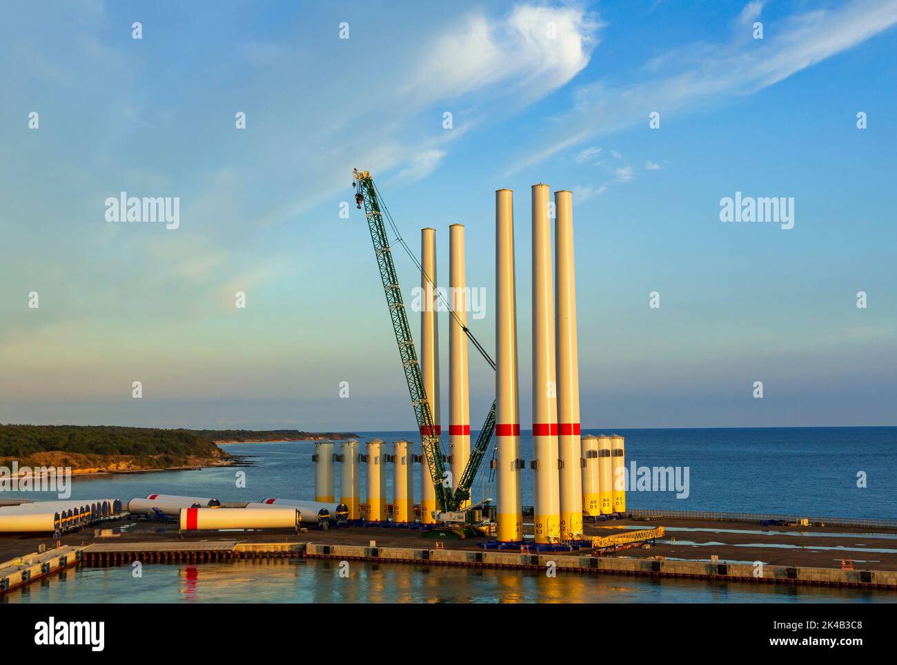 Wind turbines on the docksRonne City,Bornholm Island, Denmark, Europe ...