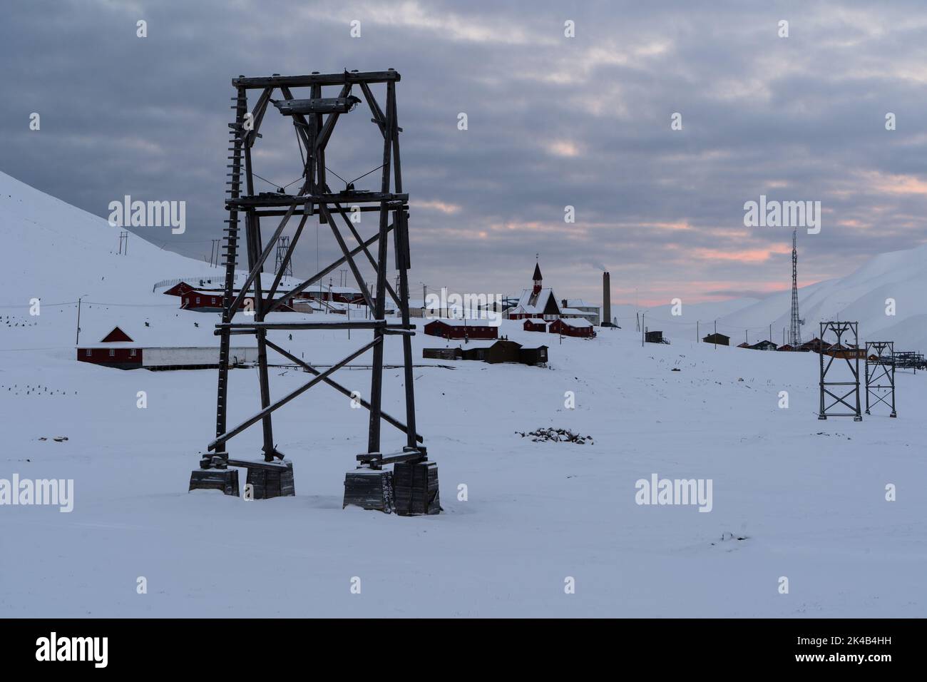Decommissioned cable car towers leading to cable car centre ...