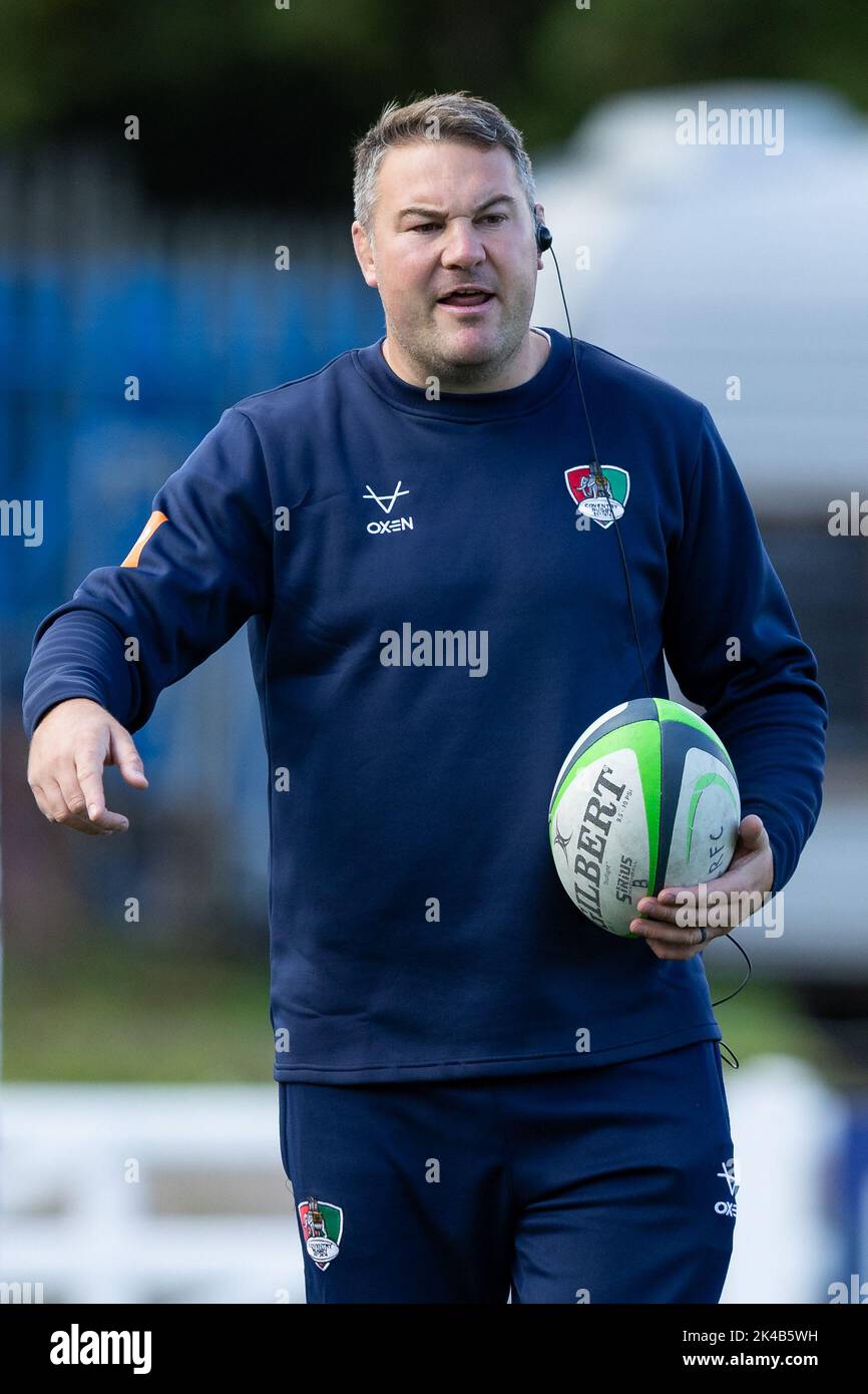 Coventry Rugby Head Coach Alex Rae during warm up before the The ...