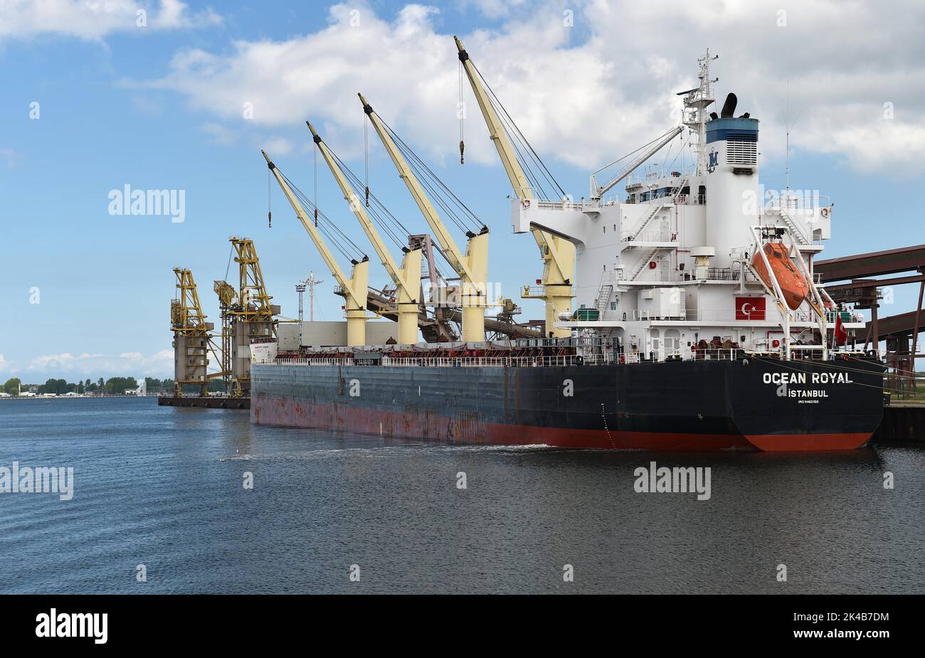 Cargo ship Ocean Royal in the port of Rostock Warnemuende, Germany ...