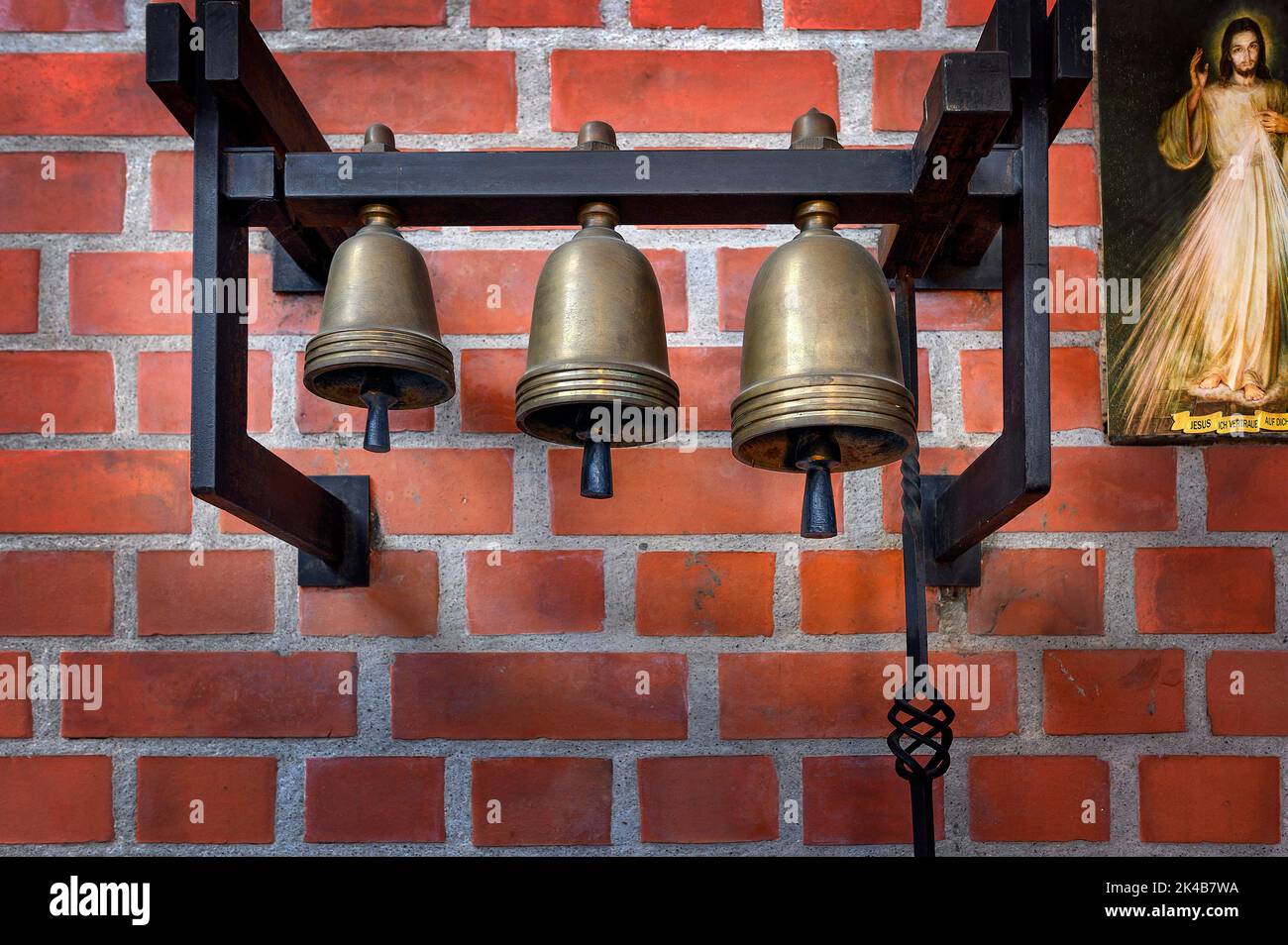 Three bells, modern church, St. Michael, Kempten, Allgaeu, Bavaria ...