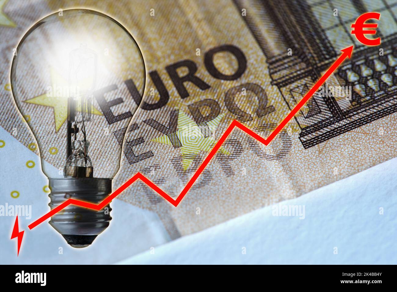 illustration on the theme of the cost of electrical energy, with a euro ...