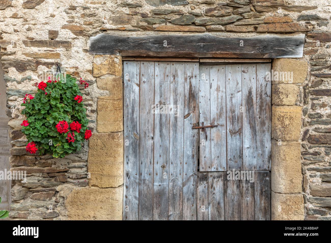 Old wall of a house in the village of Estaing. Aveyron. France Stock ...