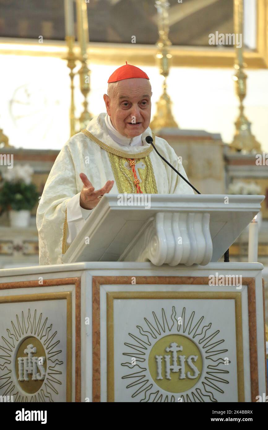 Pagani, Italy. 30th Sep, 2022. Italian Cardinal Angelo Comastri, vicar ...