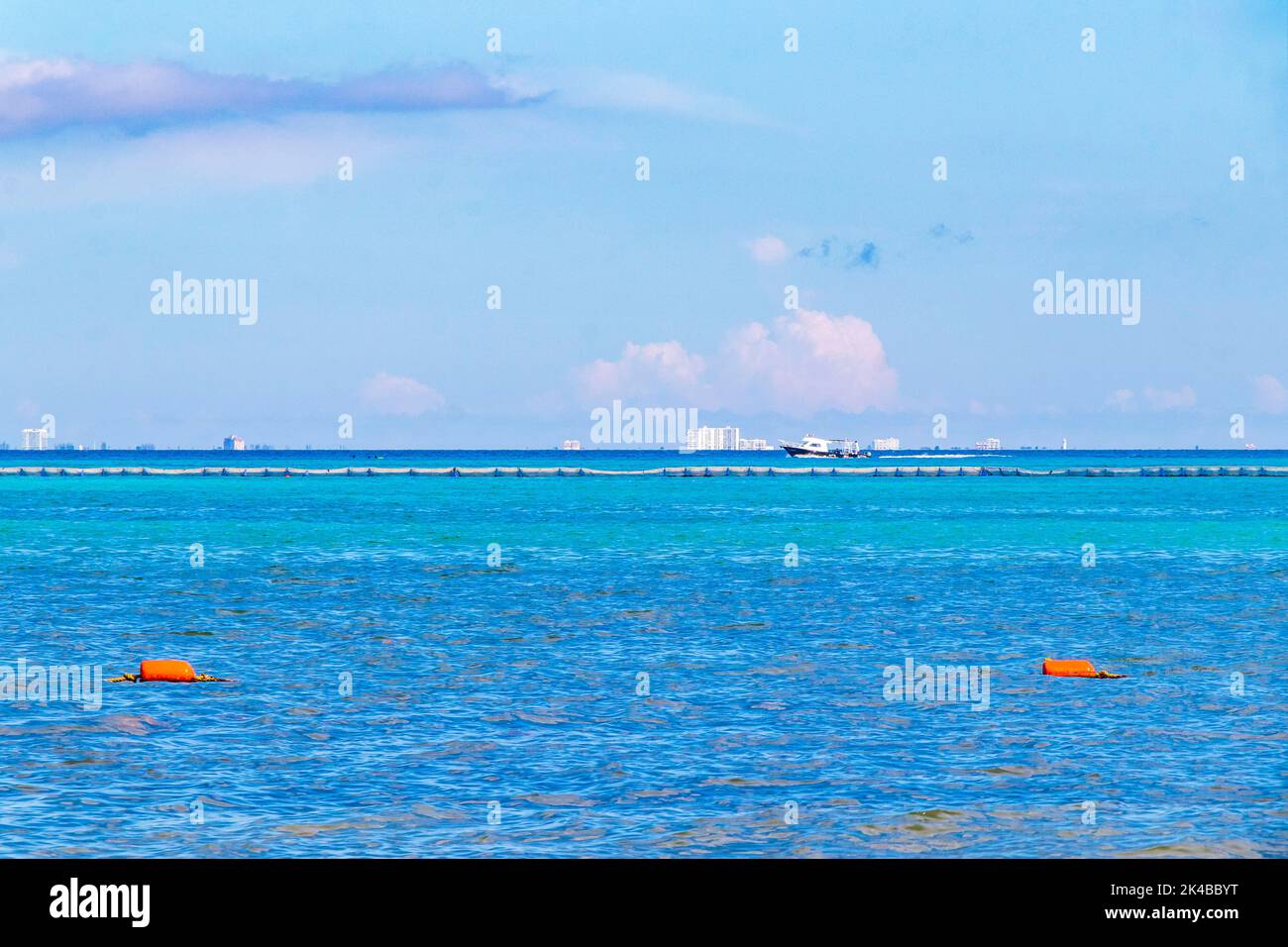 Tropical mexican beach landscape panorama view to Cozumel island ...
