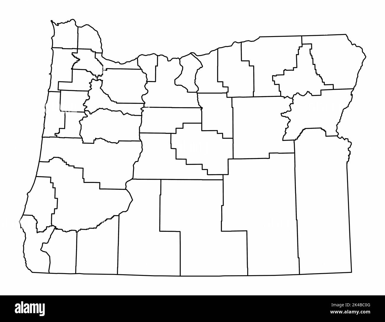 Oregon administrative map. Black outlines on white background Stock ...
