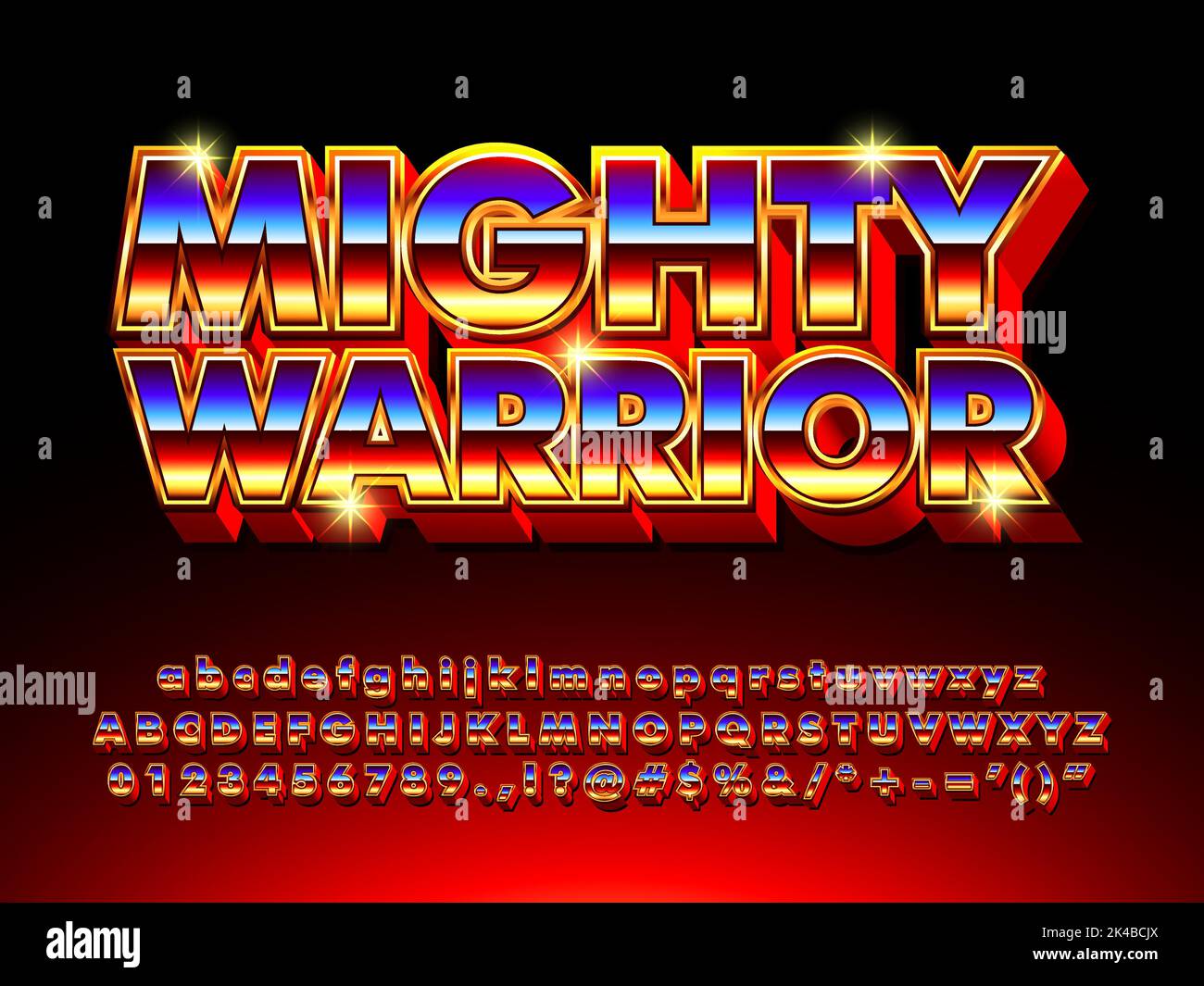 Mighty Warrior Strong Powerful Hot Glowing Text Effect Stock Vector ...