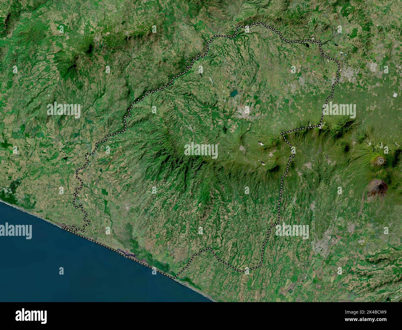 Ahuachapan, department of El Salvador. High resolution satellite map ...