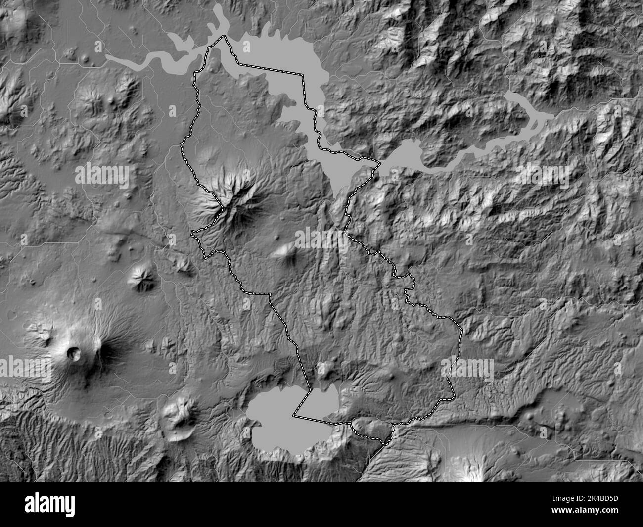 Cuscatlan, department of El Salvador. Bilevel elevation map with lakes ...