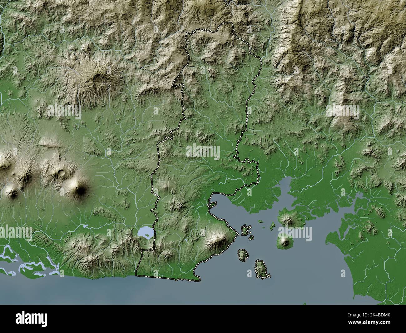 La Union, department of El Salvador. Elevation map colored in wiki ...