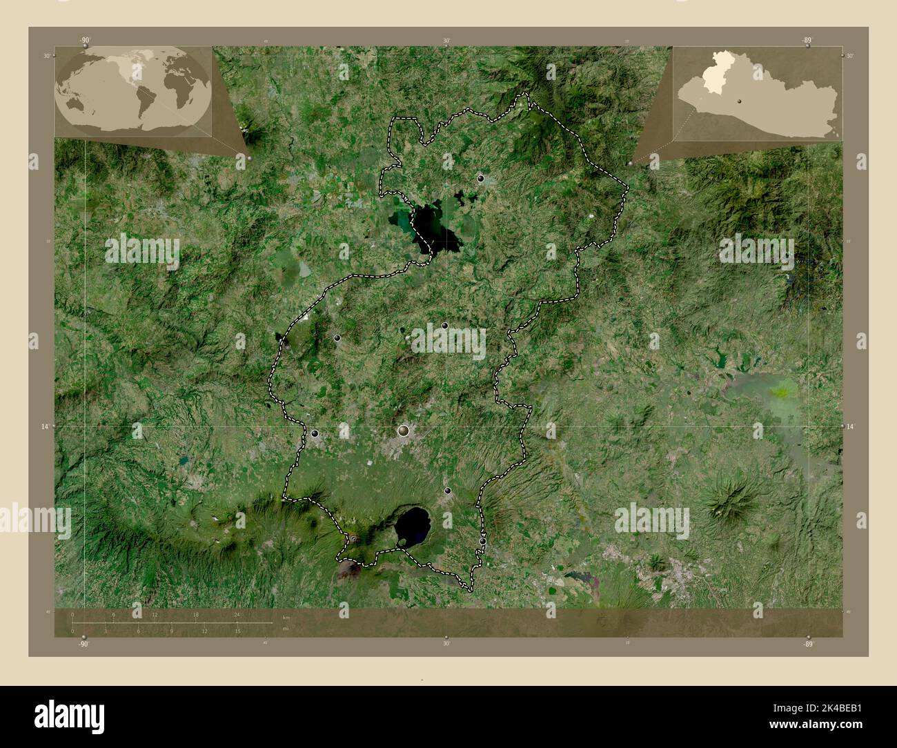 Santa Ana, department of El Salvador. High resolution satellite map ...
