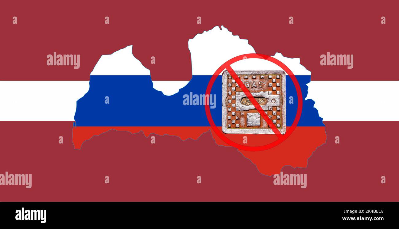 Outline map of Latvia with the image of the national flag. Manhole ...