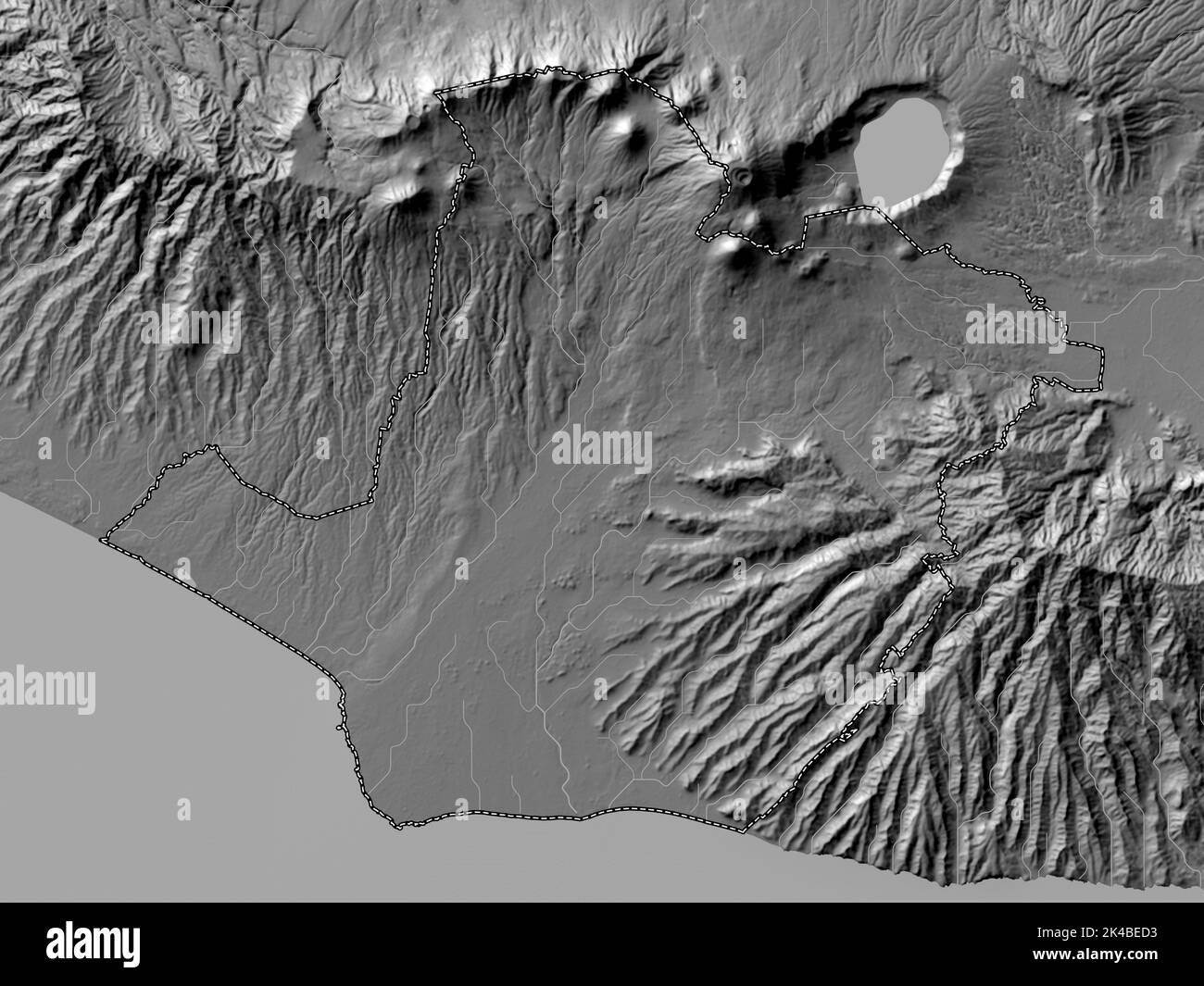 Sonsonate, department of El Salvador. Bilevel elevation map with lakes ...