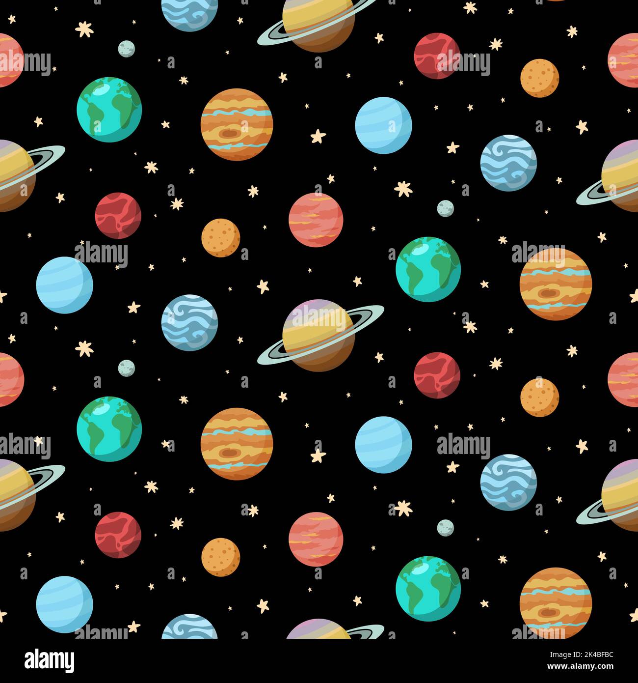 Solar System Planets Space Seamless Pattern. Backgroung for package ...