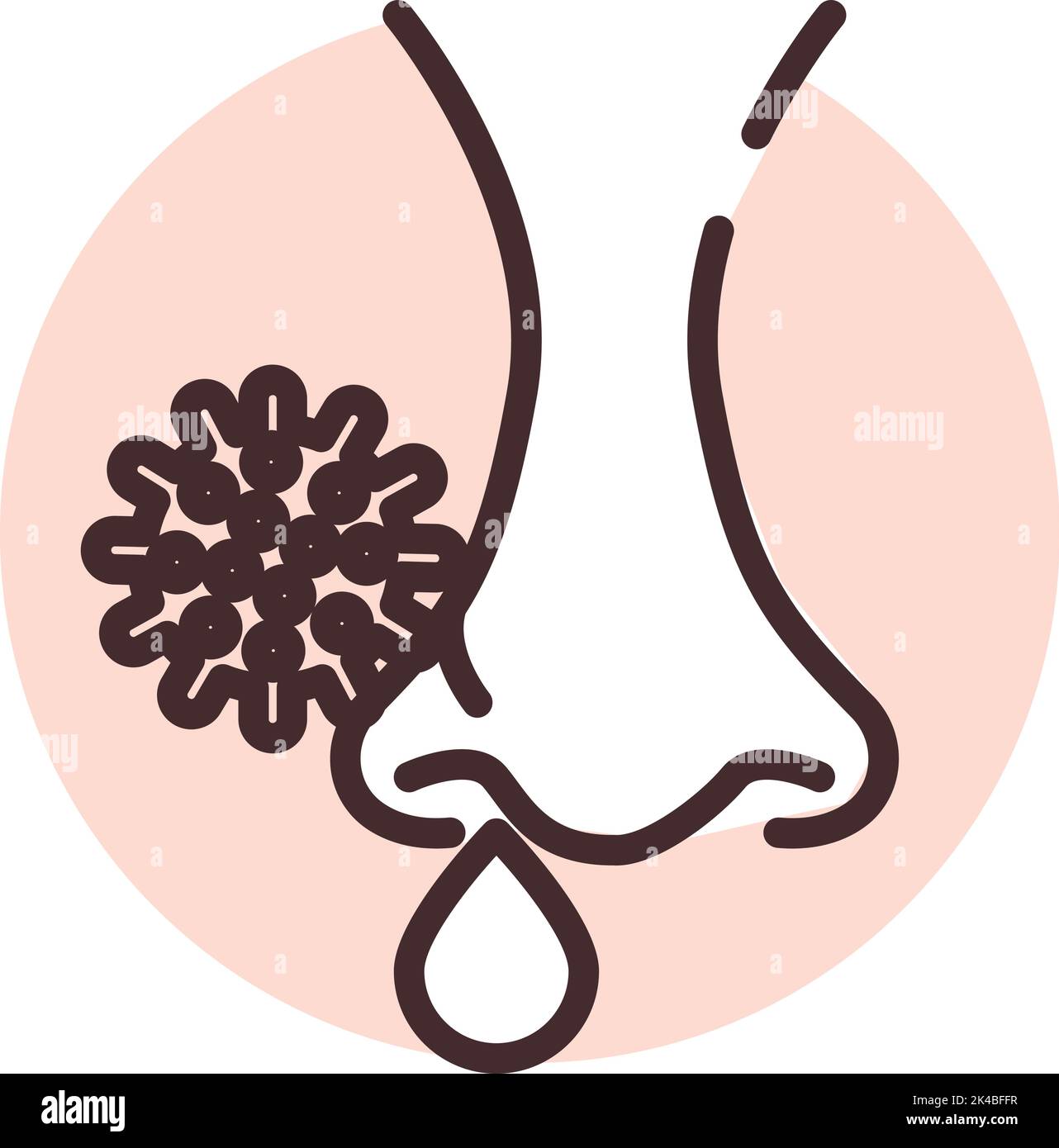 Allergy runny nose, illustration, vector on white background Stock ...