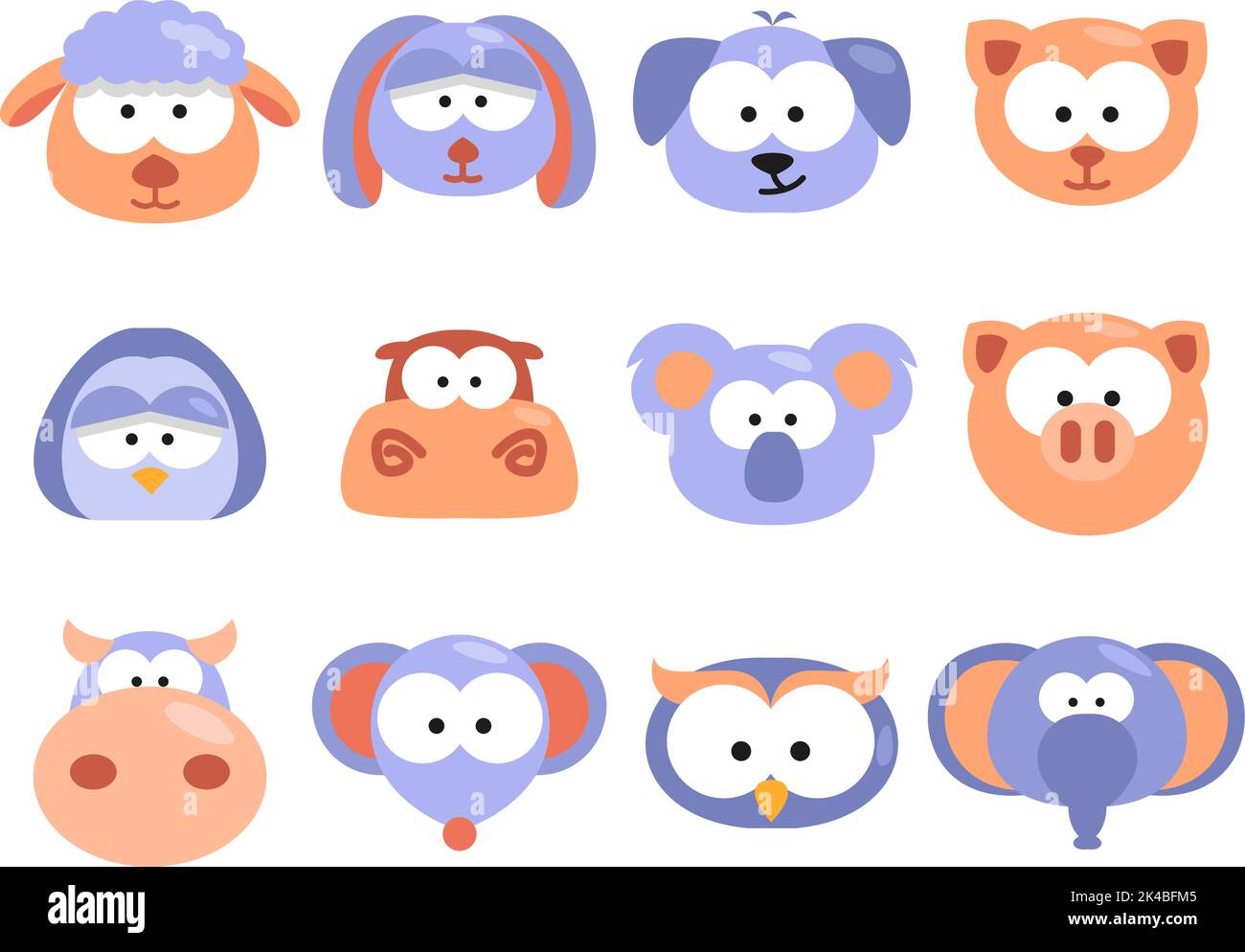 Purple and orange animals, illustration, vector on white background ...