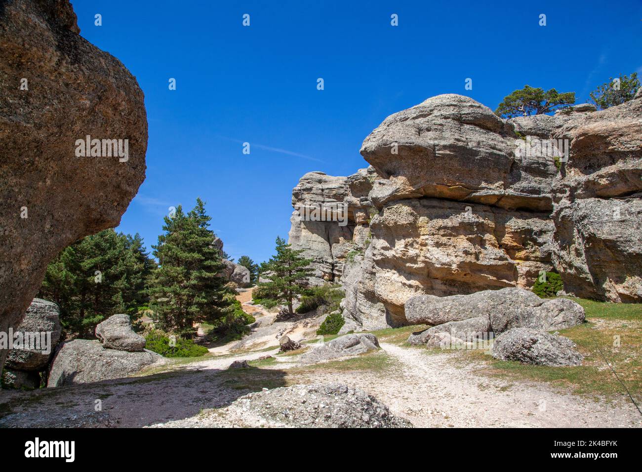 View point at the Rock formations at the Mirador de Castroviejo Sierra ...