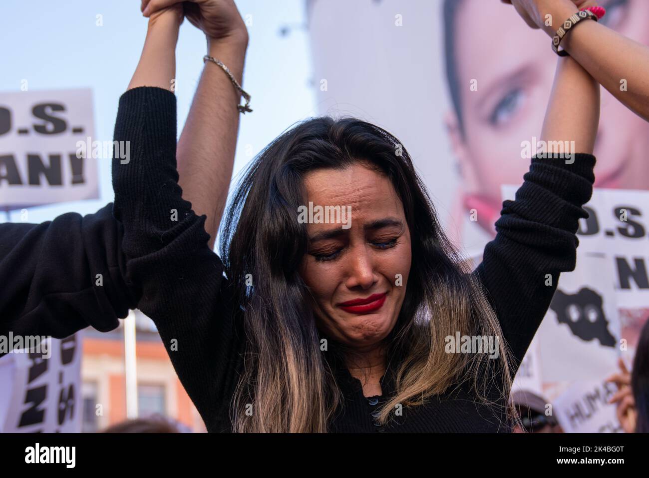 Madrid, Spain. 01st Oct, 2022. A woman seen crying during the ...