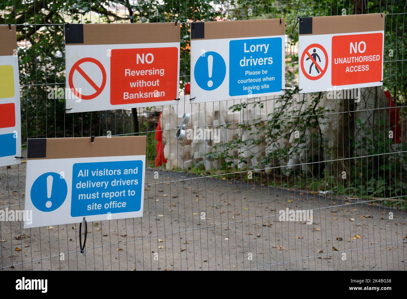 Lorry driver take care and caution sign at construction building site ...