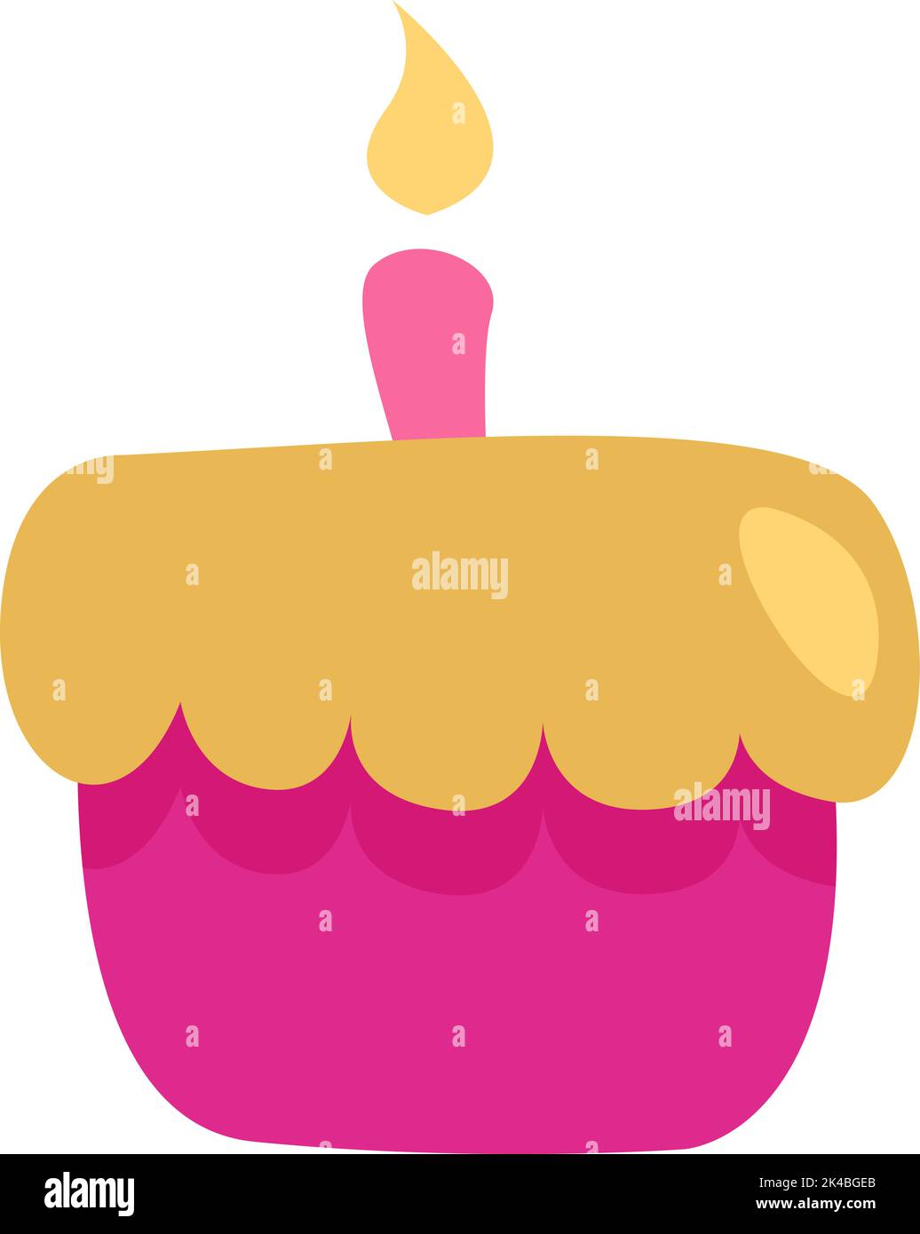 Birthday party cake with yellow icing, illustration, vector on white ...