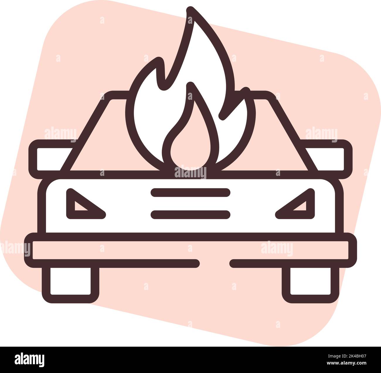 Car accident fire, illustration, vector on white background Stock ...