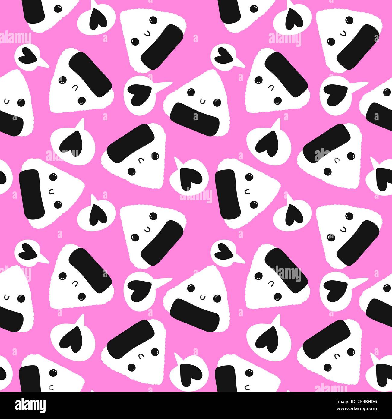 Japanese food onigiri seamless cartoon kawaii rice ball pattern for ...