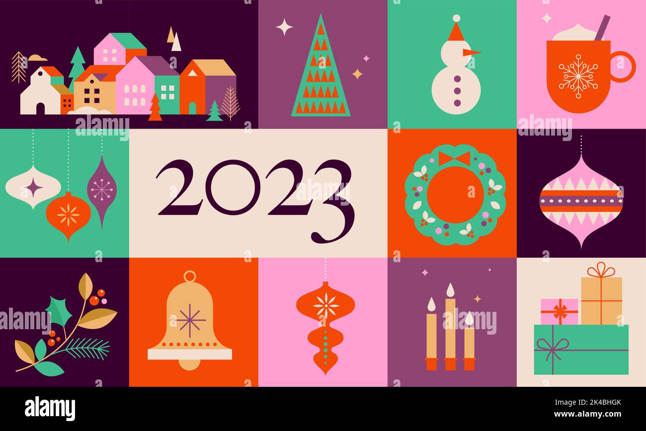 Collection of Christmas decorations, holiday gifts, winter elements ...