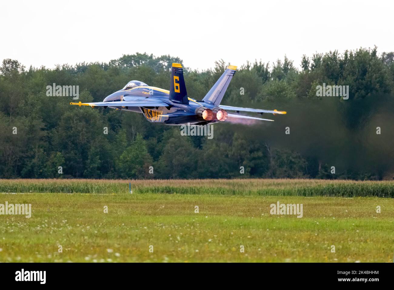 The number six jet of the United States Blue Angels taking off in ...