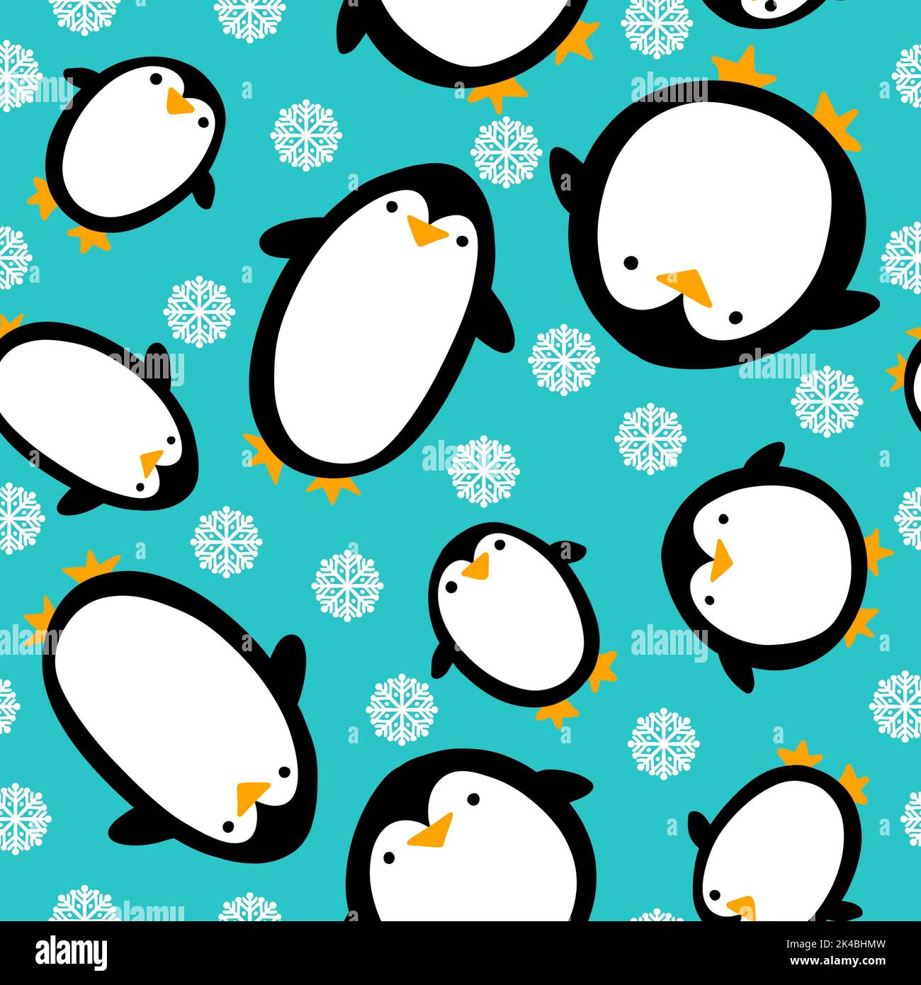 Cartoon winter Christmas seamless penguin pattern for wrapping paper ...