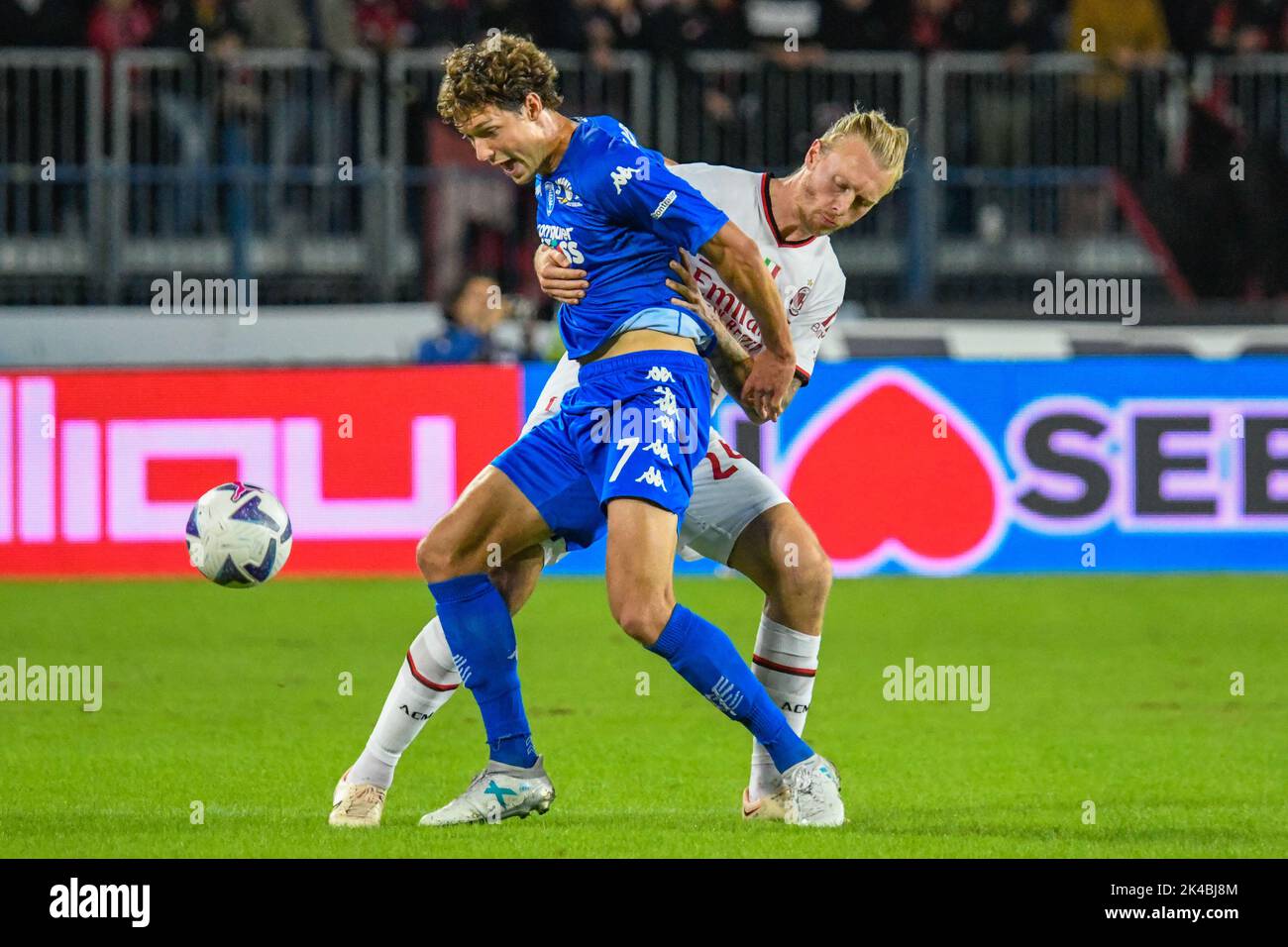 Empoli, Italy. 01st Oct, 2022. Empoli's Sam Lammers is fouled by ilan's ...