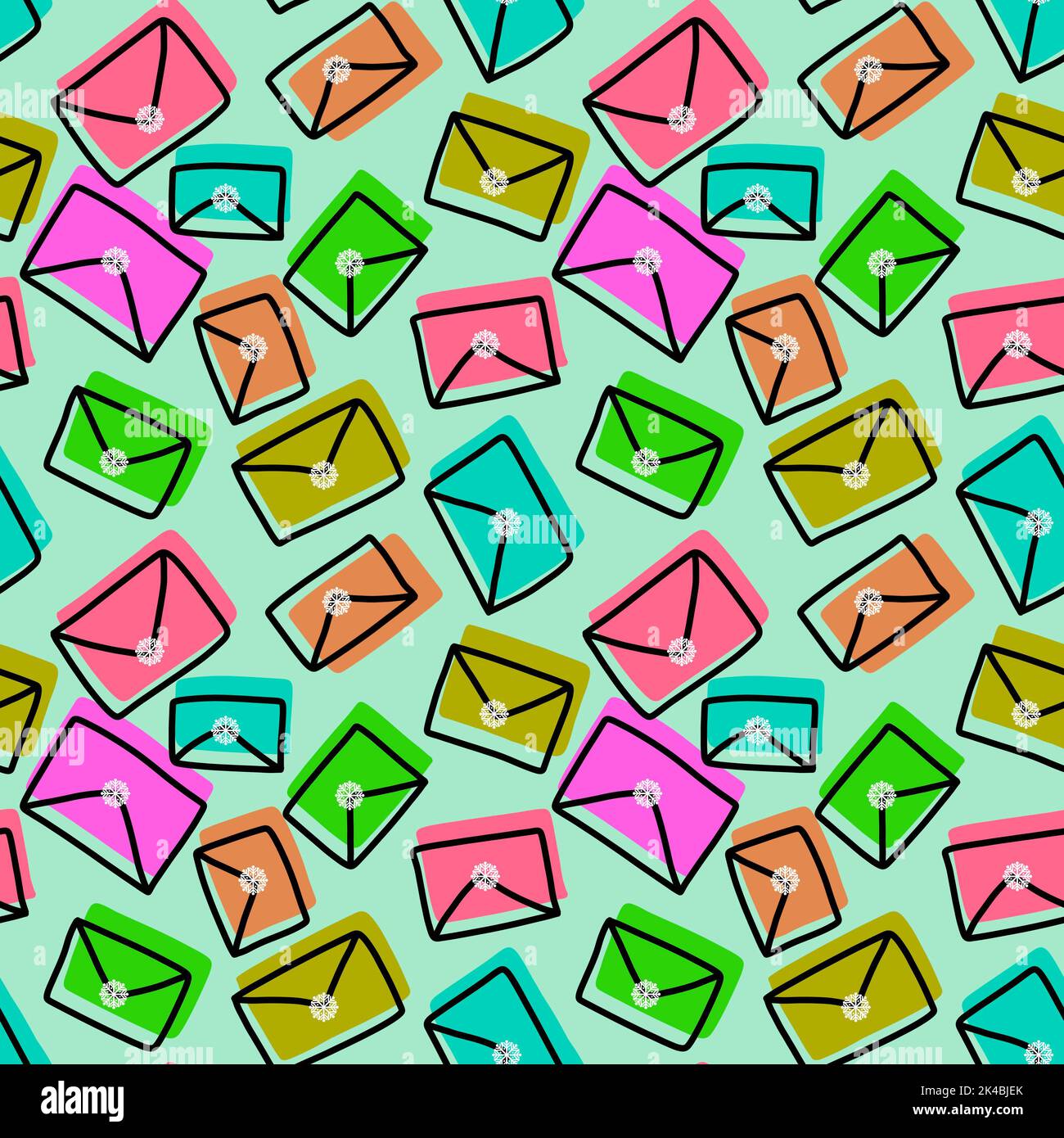 Winter envelope seamless Christmas letter with snowflakes pattern for ...