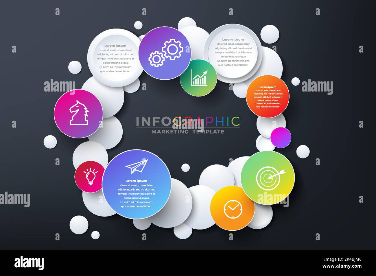 Infographic business design circle icons colorful isolated minimal ...