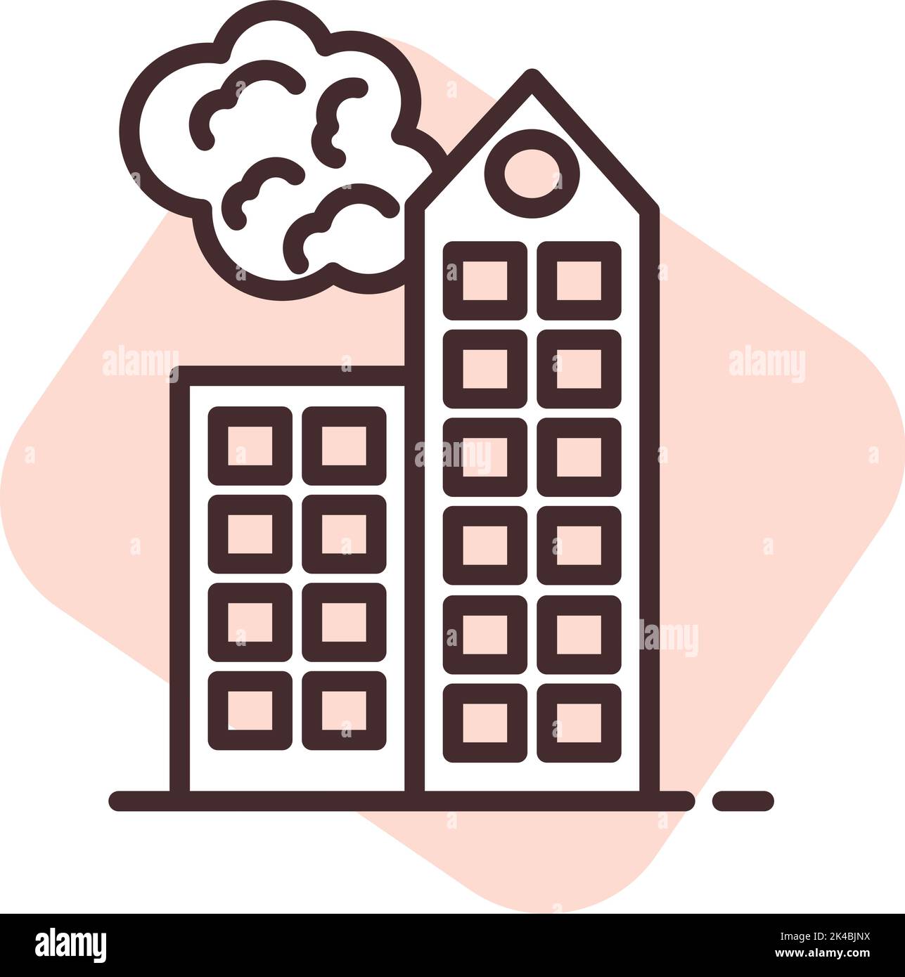 Disaster building air pollution, illustration, vector on white ...