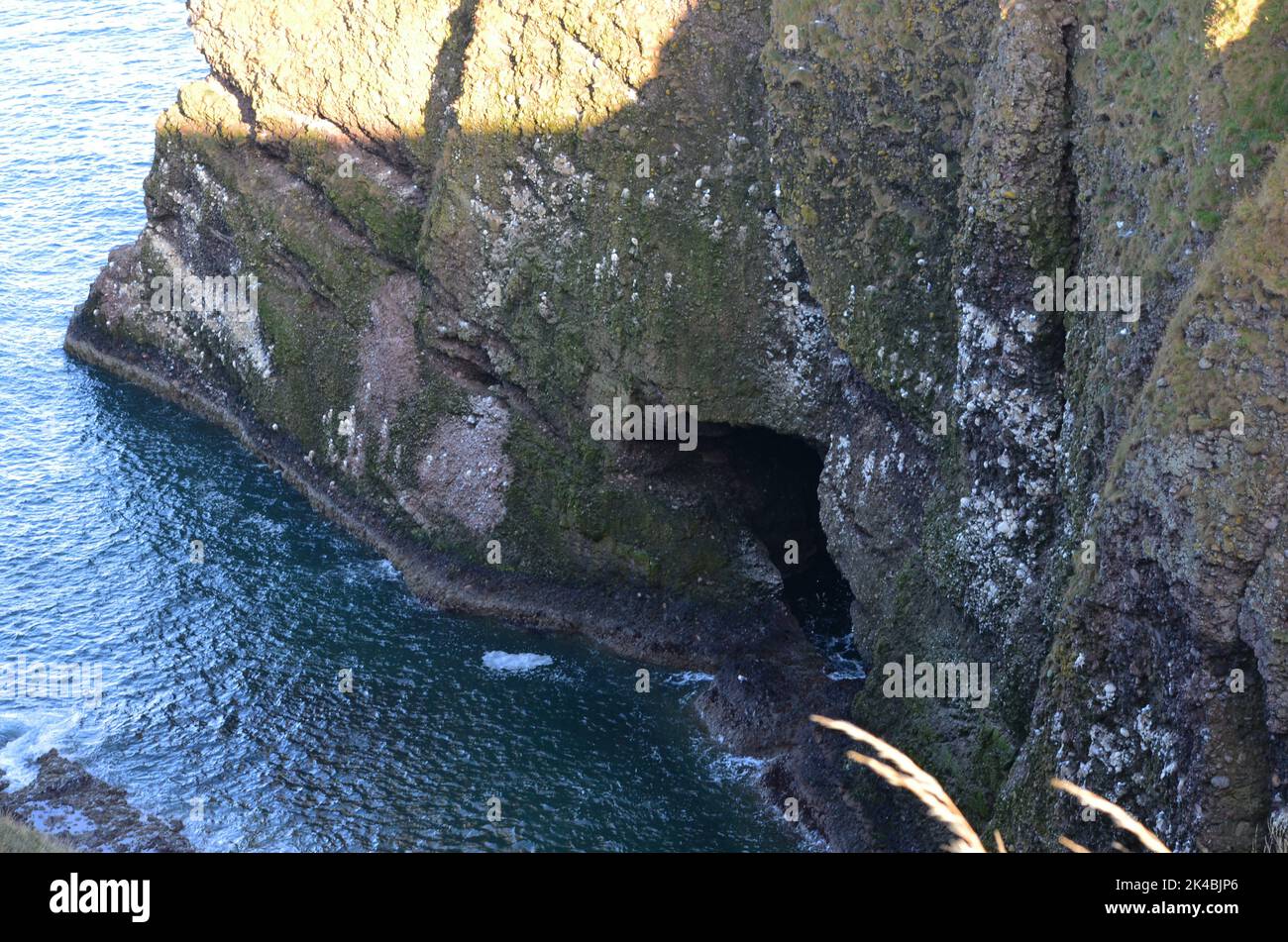 Sea cliffs along the coastal path for Dunottar Castle, Stonehaven ...