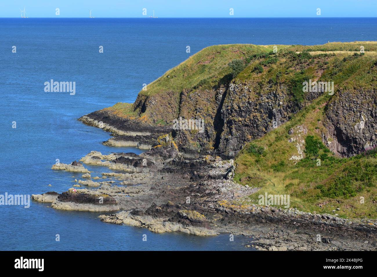 Sea cliffs along the coastal path for Dunottar Castle, Stonehaven ...
