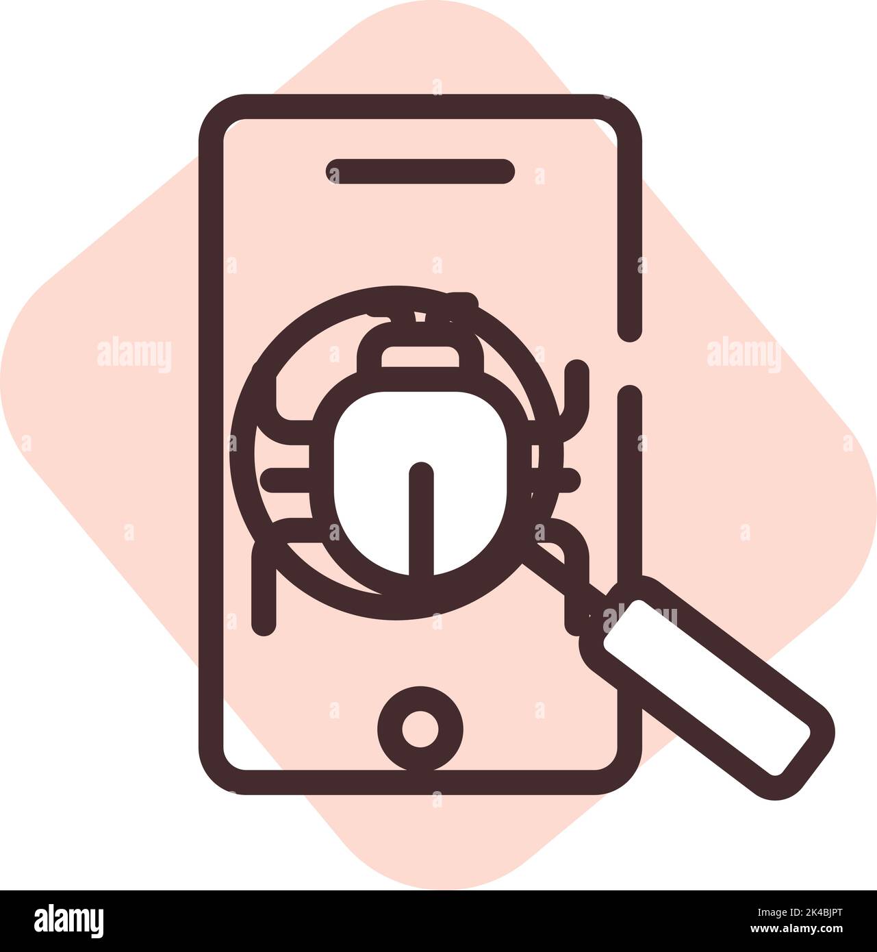 Cyber Security Bug Illustration Vector On White Background Stock