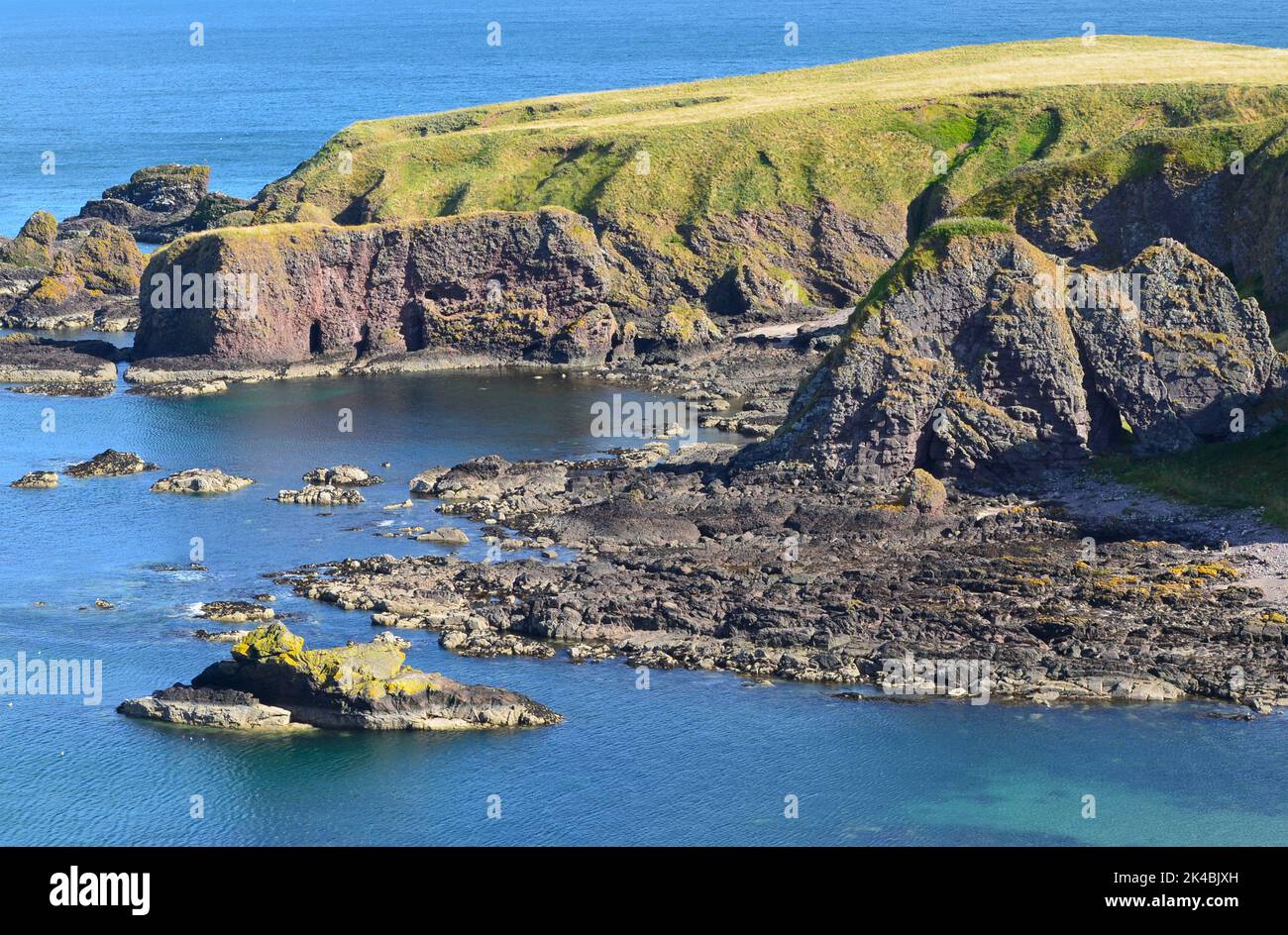 Sea cliffs along the coastal path for Dunottar Castle, Stonehaven ...