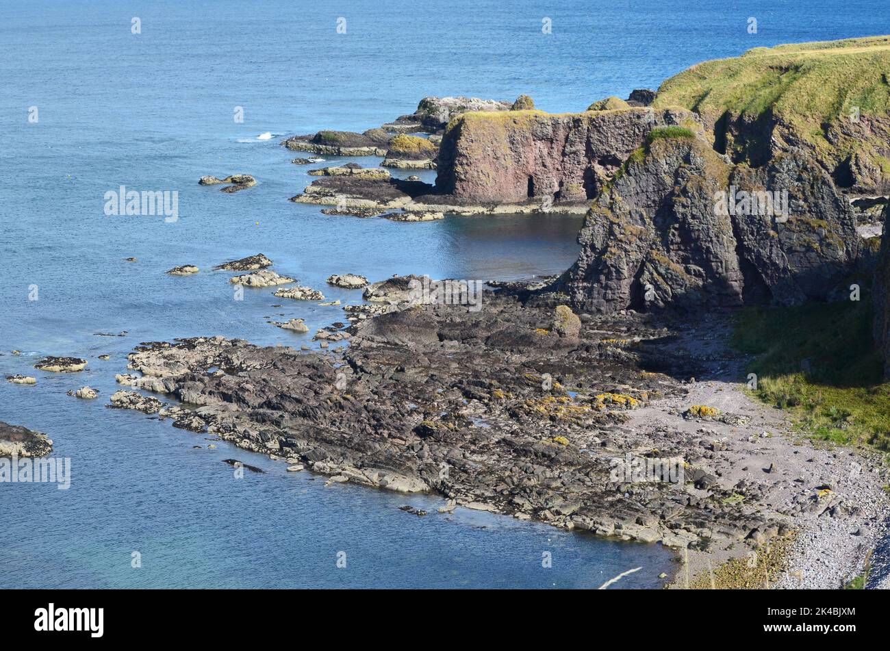 Sea cliffs along the coastal path for Dunottar Castle, Stonehaven ...
