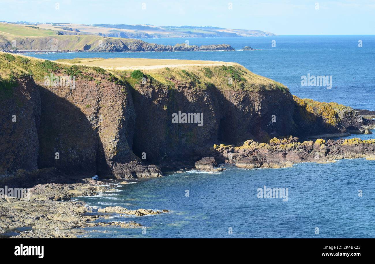 Sea cliffs along the coastal path for Dunottar Castle, Stonehaven ...