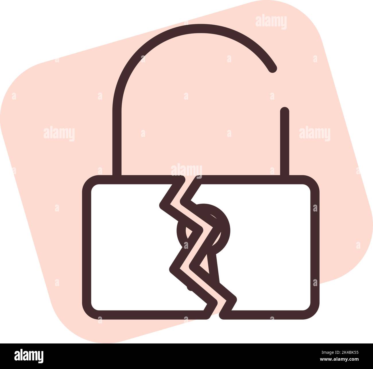 Cyber security broken lock, illustration, vector on white background ...