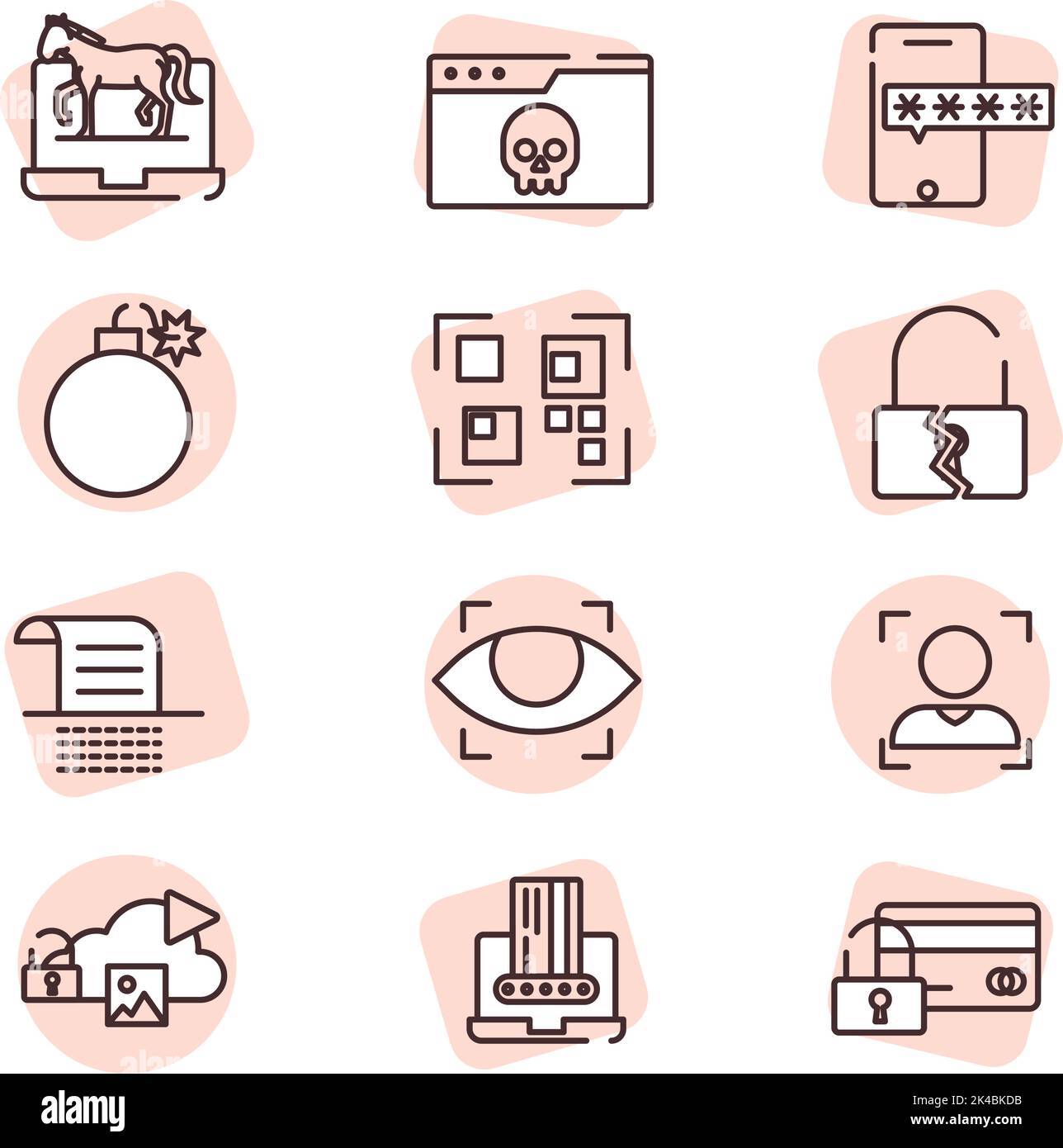 Cyber security malware, illustration, vector on white background Stock ...