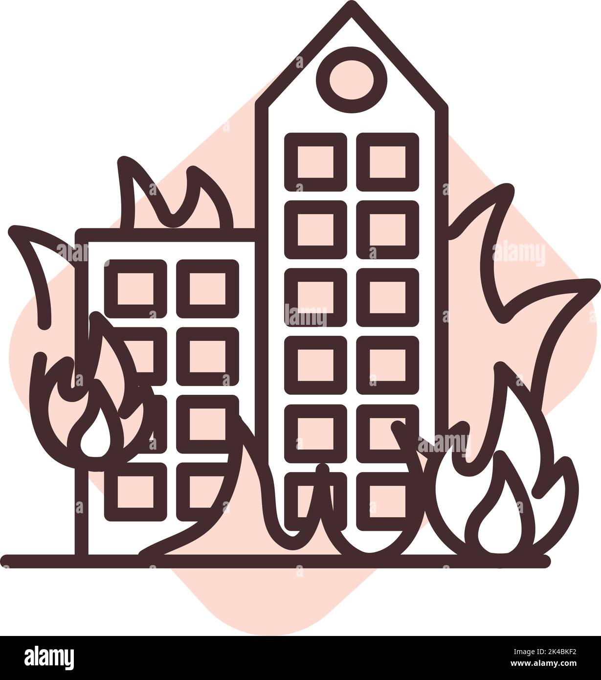 Disaster town fire, illustration, vector on white background Stock ...